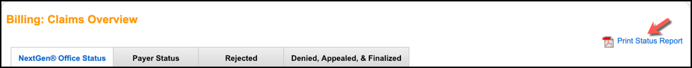 NextGen Office- Claim Status Dashboard